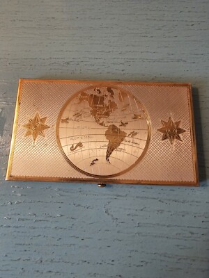 Vintage 1950's Wadsworth Brass Globe & Compass Cigarette Case-Very Rare ...
