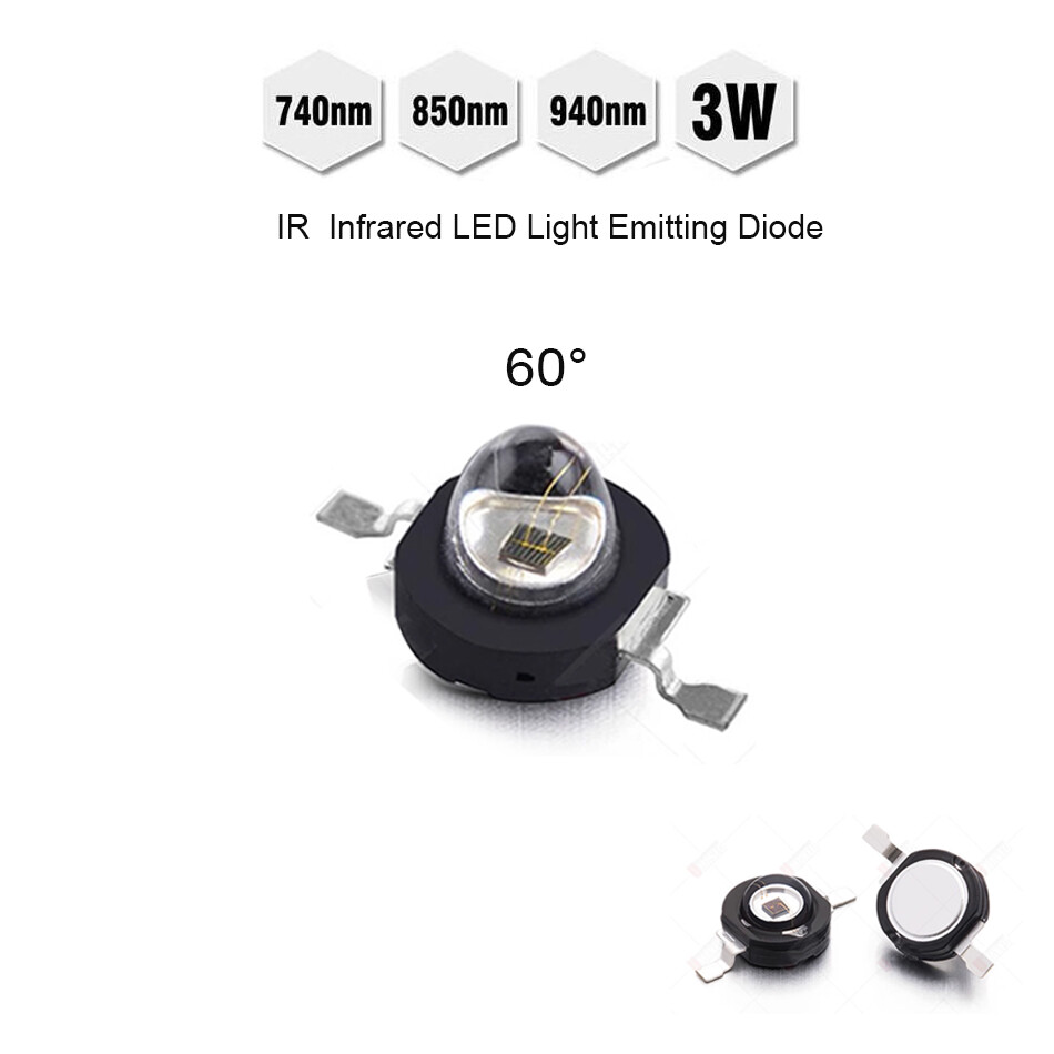 3W LED 730nm 850nm 940nm infrared High Power SMD Cob IR Led Chip Bulb ...