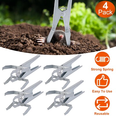 4Pcs Reusable Mole and Gopher Trap Effective Mole Clips Metal Pest ...