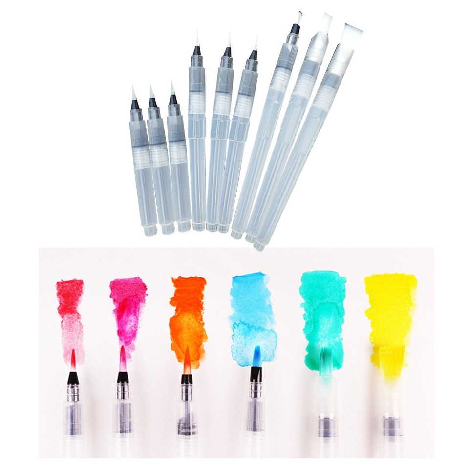 9 Pcs Water Color Brush Pens Set Refillable Water Brush Pens for Art ...