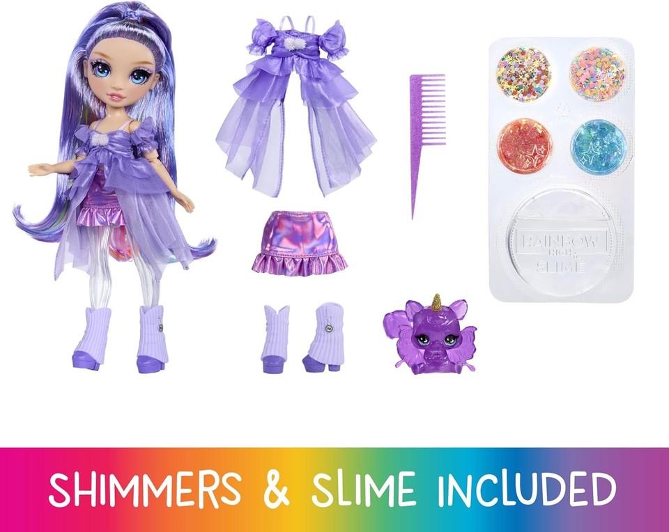 Rainbow High Rainbow Shimmers with Slime - Violet, Purple - 28cm ...