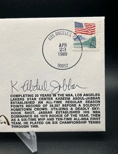 Gateway Stamp 1989 FDC Cachet Kareem Abdul-Jabbar HOF AUTOGRAPHED ...