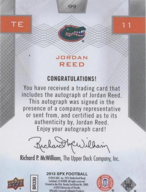 2013 SPx Jordan Reed #99 for sale | eBay