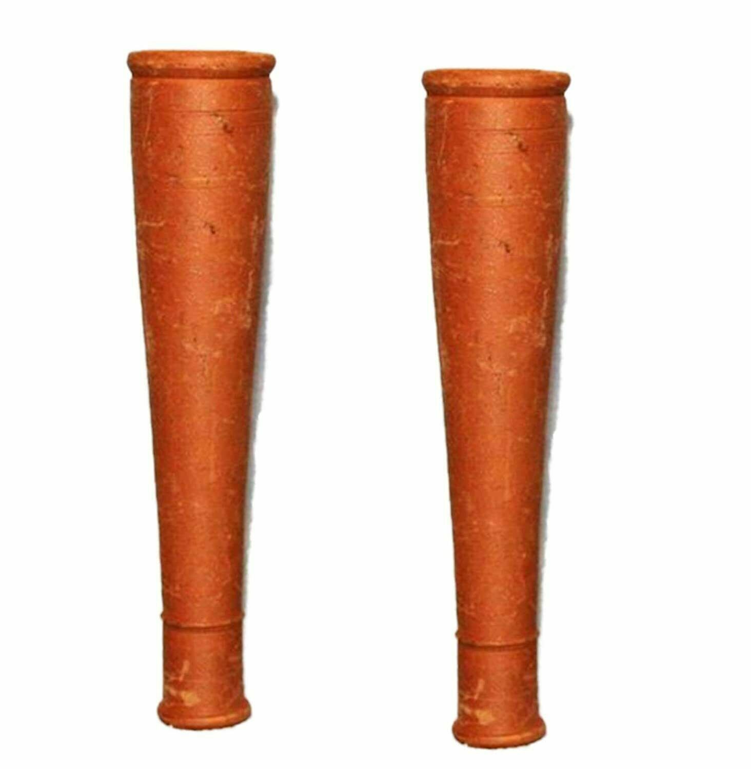 2 PC Handmade Clay Chilam Chillam Chillum Smoking Pipe Terracotta 3"-3. ...