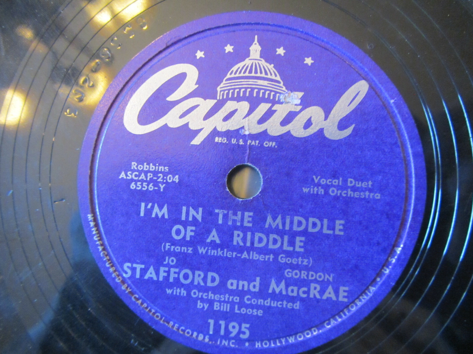 JO STAFFORD/GORDON MacRAE I'M IN THE MIDDLE OF A RIDDLE/TEA FOR 2 ...