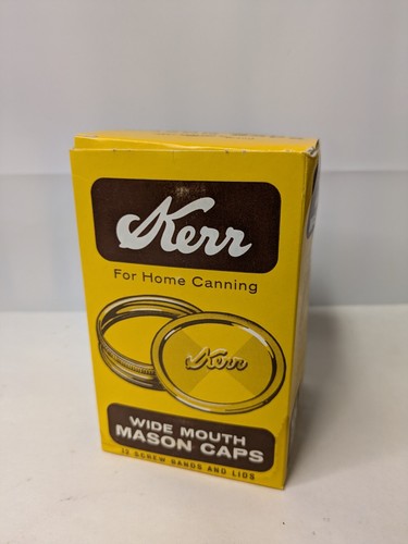 Vintage KERR Wide Mouth Mason Canning Caps ~ Box Of 12 Screw Bands ...