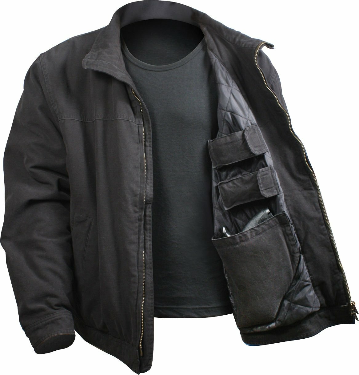 Black Concealed Carry Padded Gun Holster Jacket Solid 3 Season Discreet ...