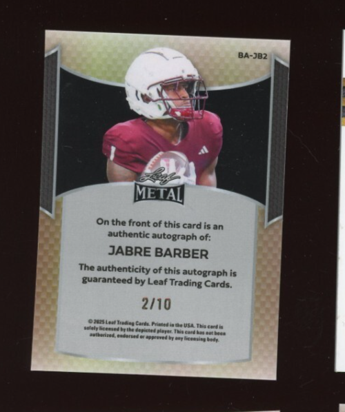 2025 Leaf Metal JABRE BARBER Auto! Silver Crystal Parallel! SSP #'d 2/ ...