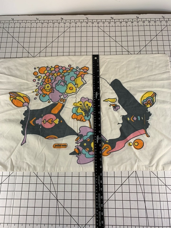 Vintage 60s 70s Mid Century Peter Max Pillow Case Sheet Pop Art ...
