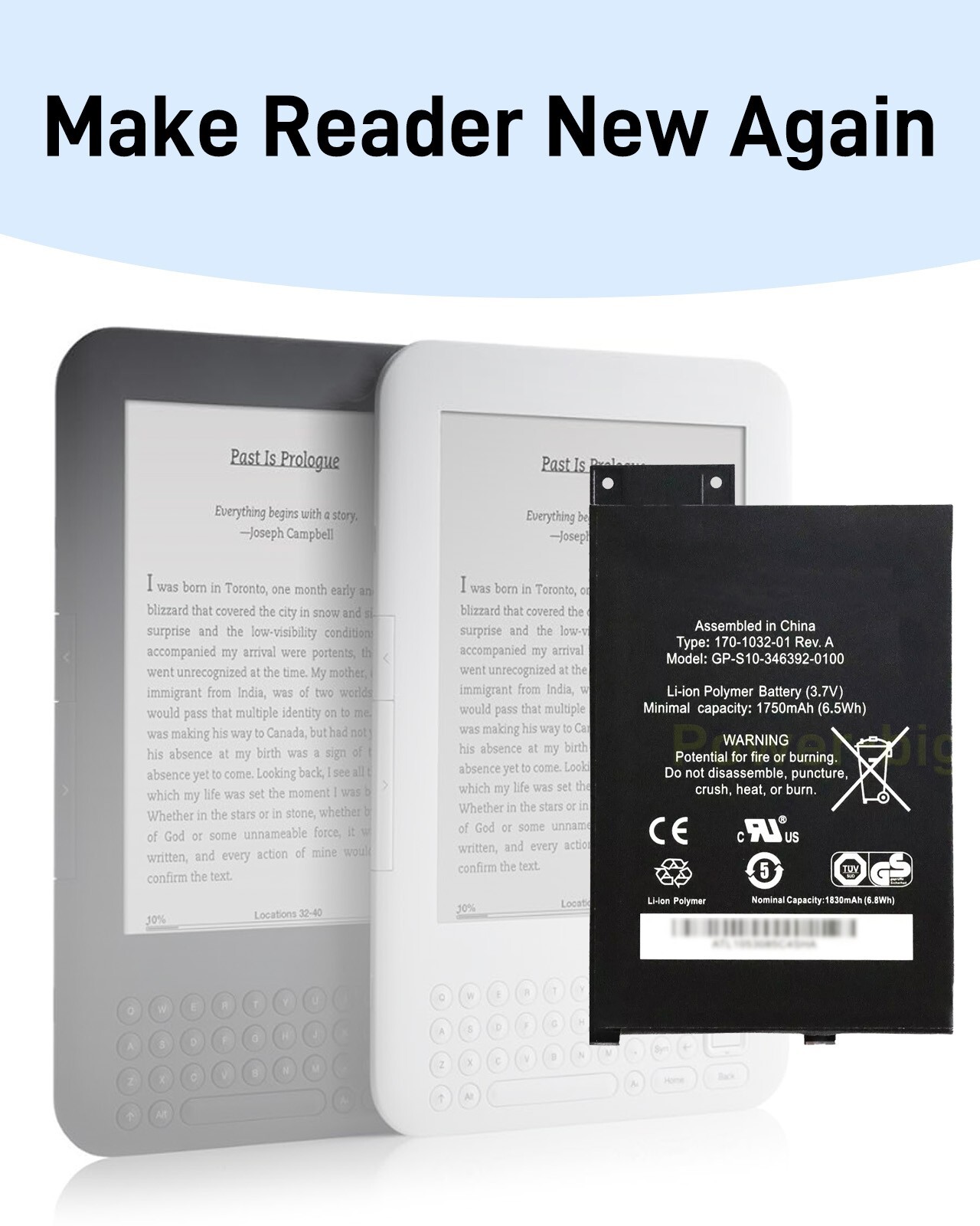 New Battery For Amazon Kindle 3 WIFI Keyboard Graphite 3rd Gen D00901 ...