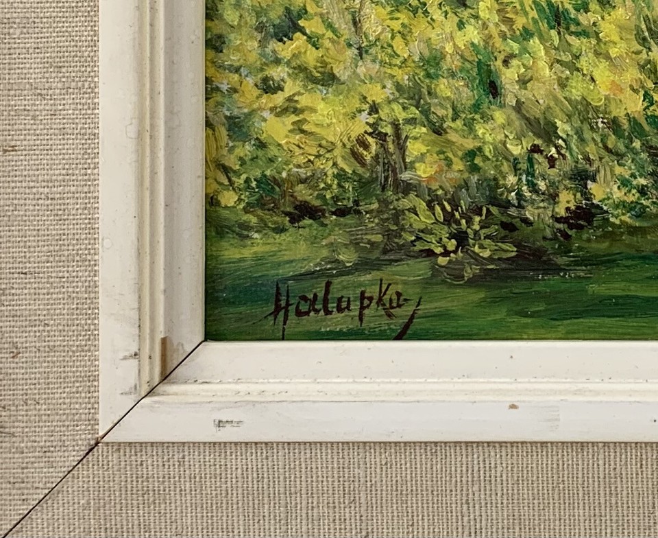 Oil Painting Landscape With Blühendem Ginster Forsythia Halupka Signed ...