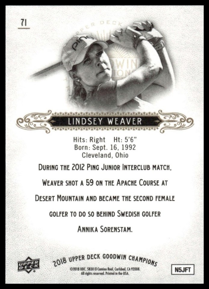 2018 Upper Deck Goodwin Champions Lindsey Weaver #71 | eBay