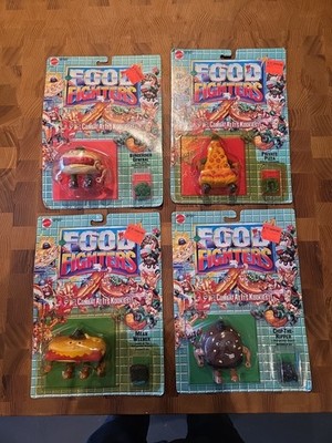 NEW 1988 Mattel Food Fighters BBQ TACO BURGERDIER PIZZA CHIP FRY WEENER ...