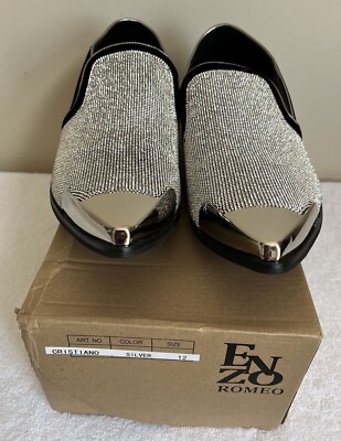 NIB Enzo Romeo Cristiano mens Size 12 Rhinestone, Bling, Suede, Chrome ...