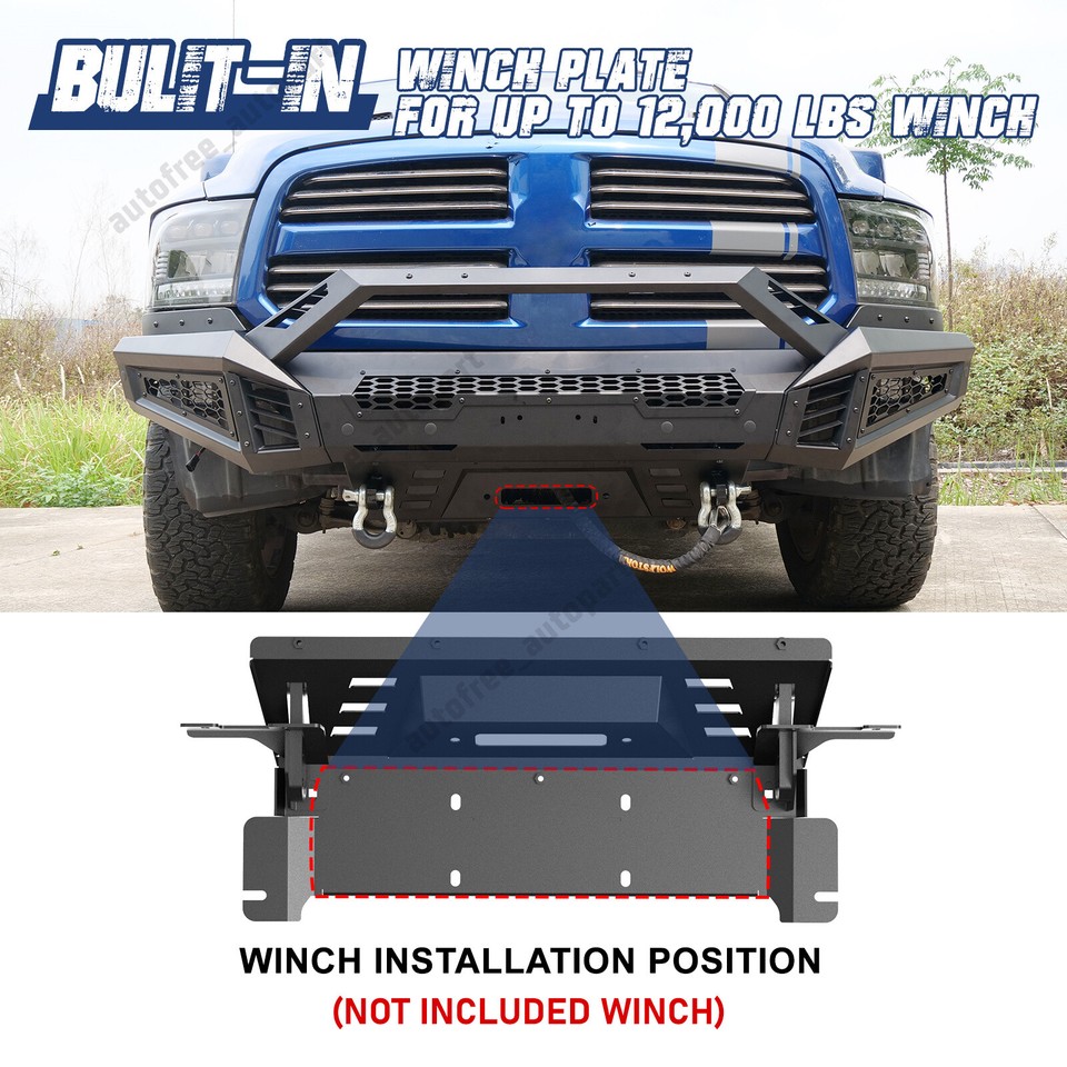 Front Bumper Body/Side Wings/Bull Bar/Skid Plate For 2013-2018 Dodge ...