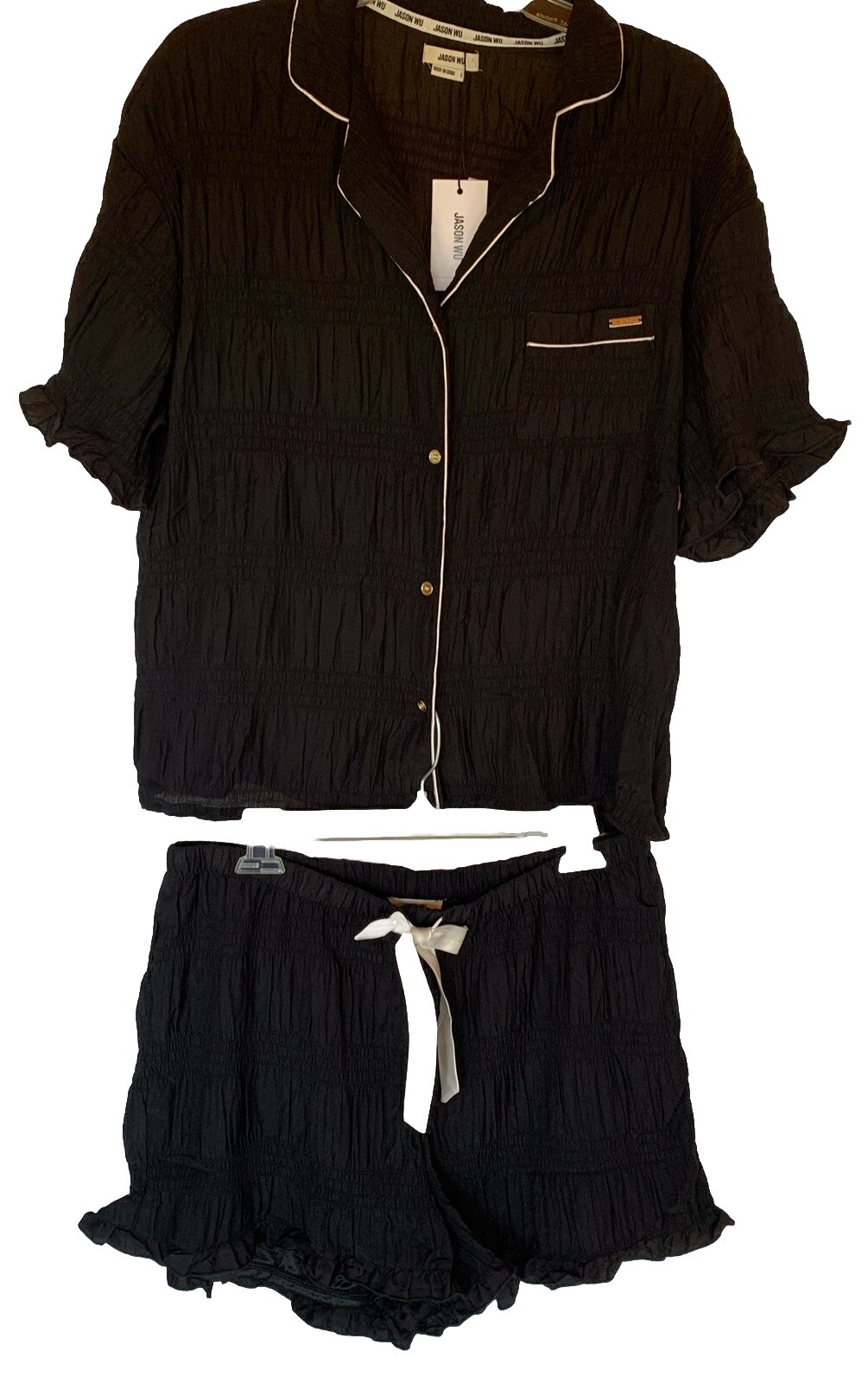 New Jason Wu Smocked Top Shorts Set Sleepwear Coquette Pajamas Large ...