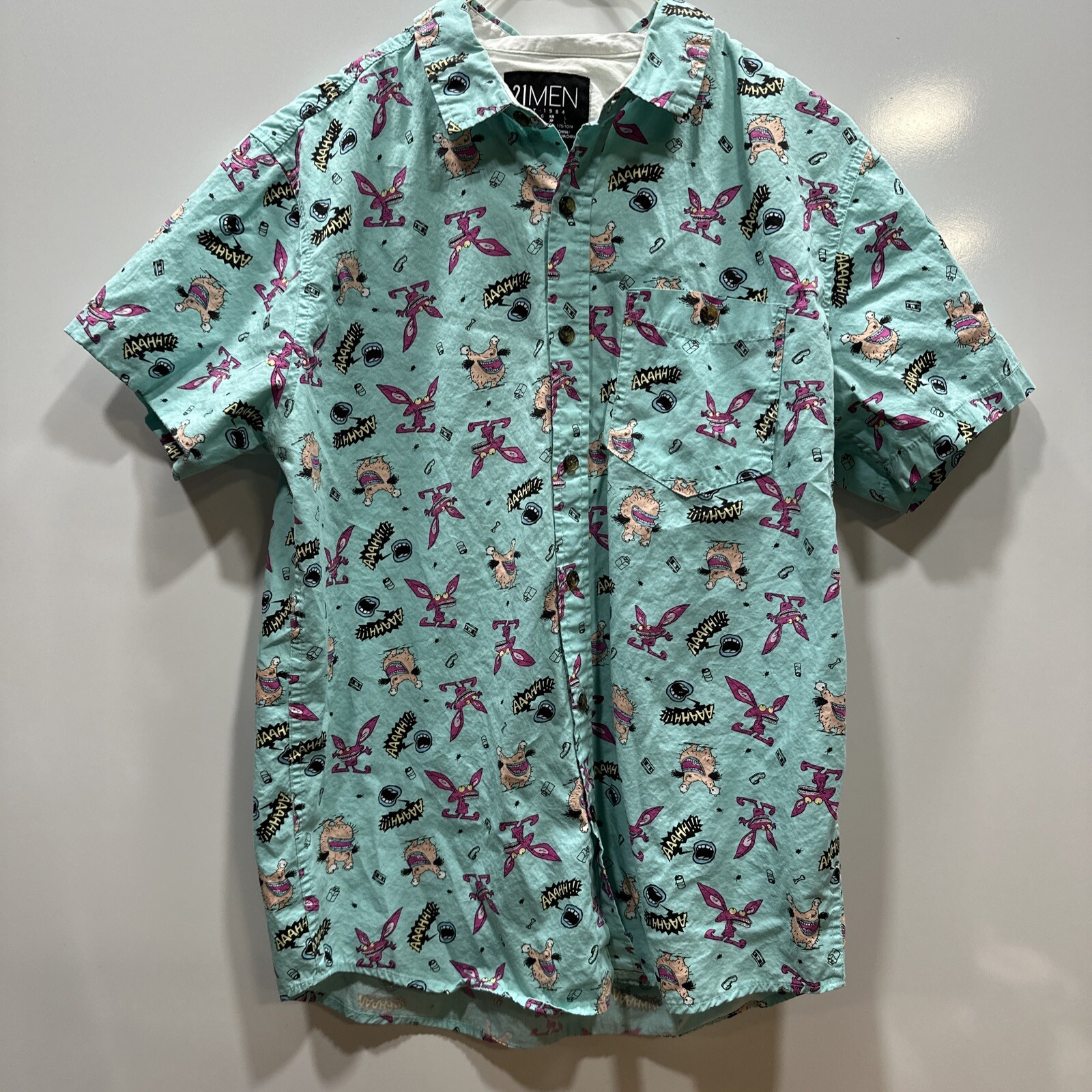 21 Men Nickelodeon Ah Real Monsters Button Shirt; Lar… - Gem