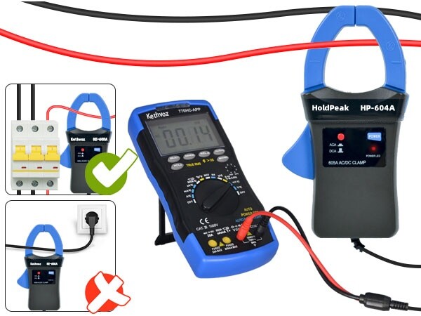 HoldPeak Current Clamp Adapter Oscilloscope Multimeter Meter AC/DC 600A ...