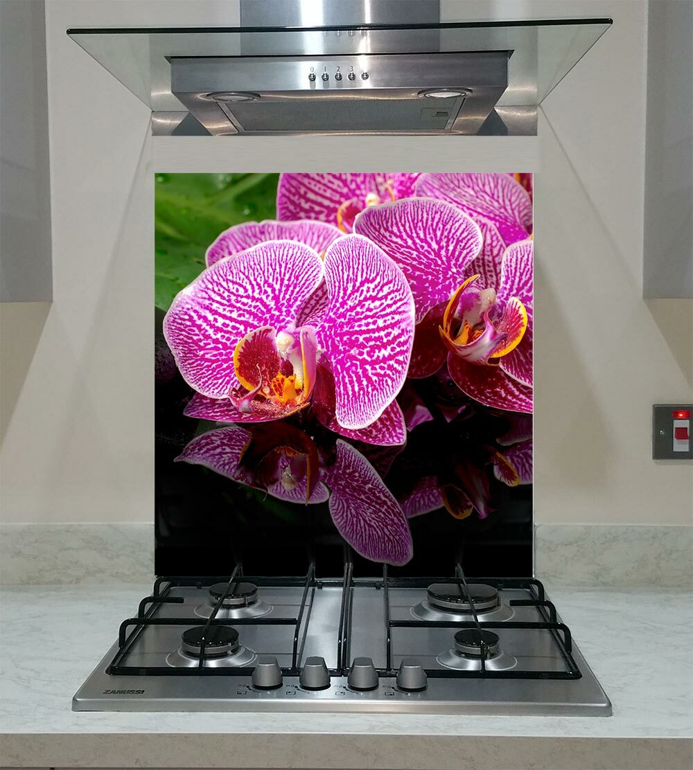 Splashback Toughened Glass Modern Unique Kitchen Lilac Orchid Flower ...