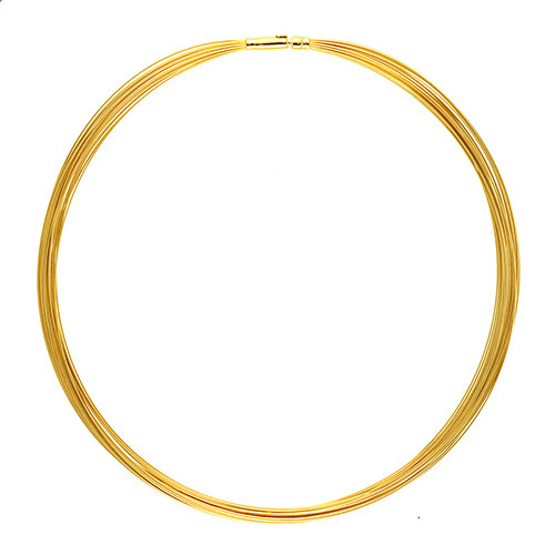 14 KT Yellow Gold 21 Strand Gold Cable Wire Necklace Bayonet Clasp NEW ...