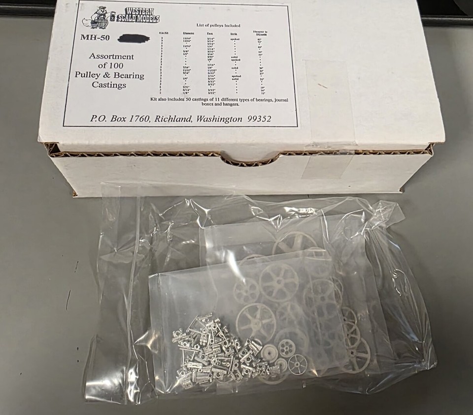 Western Scale Models MH-50 HO Assortment of 100 Pulley and Bearing ...