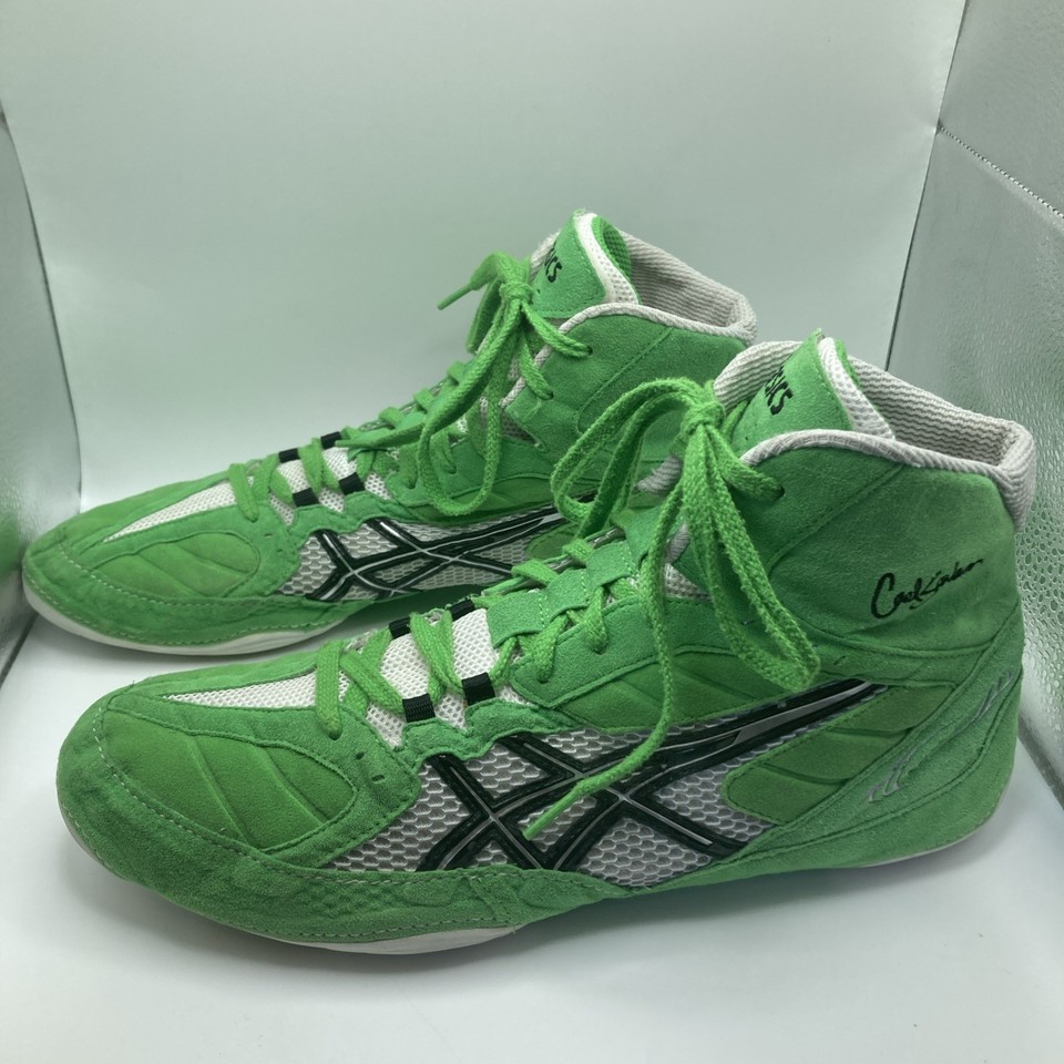 Asics Cael V5.0 Wrestling Shoes Mens Size 13 Green Athletic Sneaker Mid ...