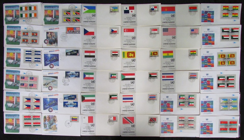 UNITED NATIONS FIRST DAY COVERS LOT 500+ DIFFERENT MANY FLAGS VARIOUS ...