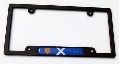 Scotland Scottish Flag Black Plastic Car License plate frame dome decal ...