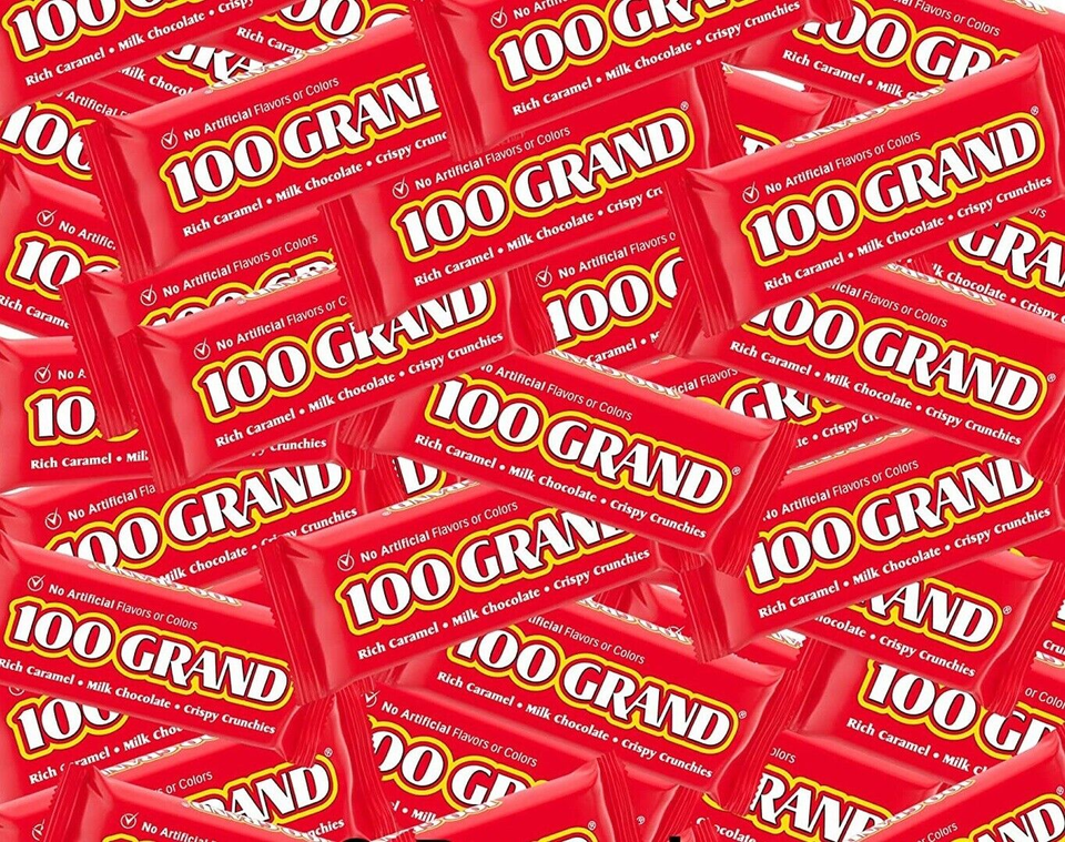 100 GRAND Milk Chocolate & Caramel, Fun Size Candy Bars (2 Pounds Bag ...