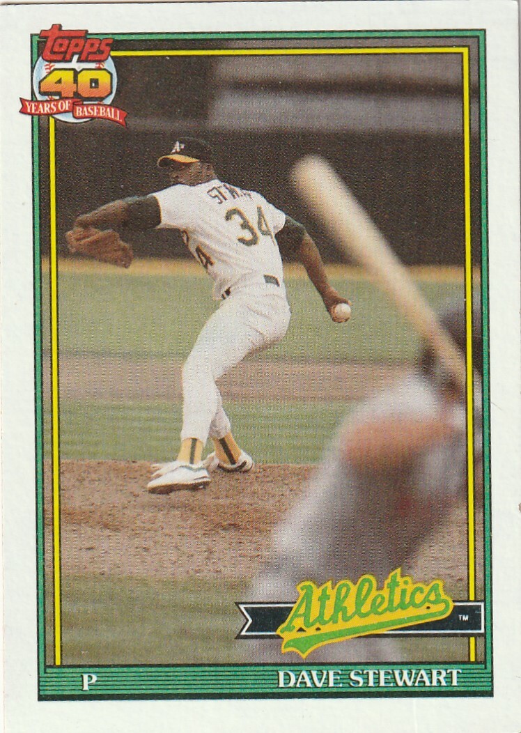 FREE SHIPPING-MINT-1991 Topps Dave Stewart #580 A'S-40 YEARS OF ...