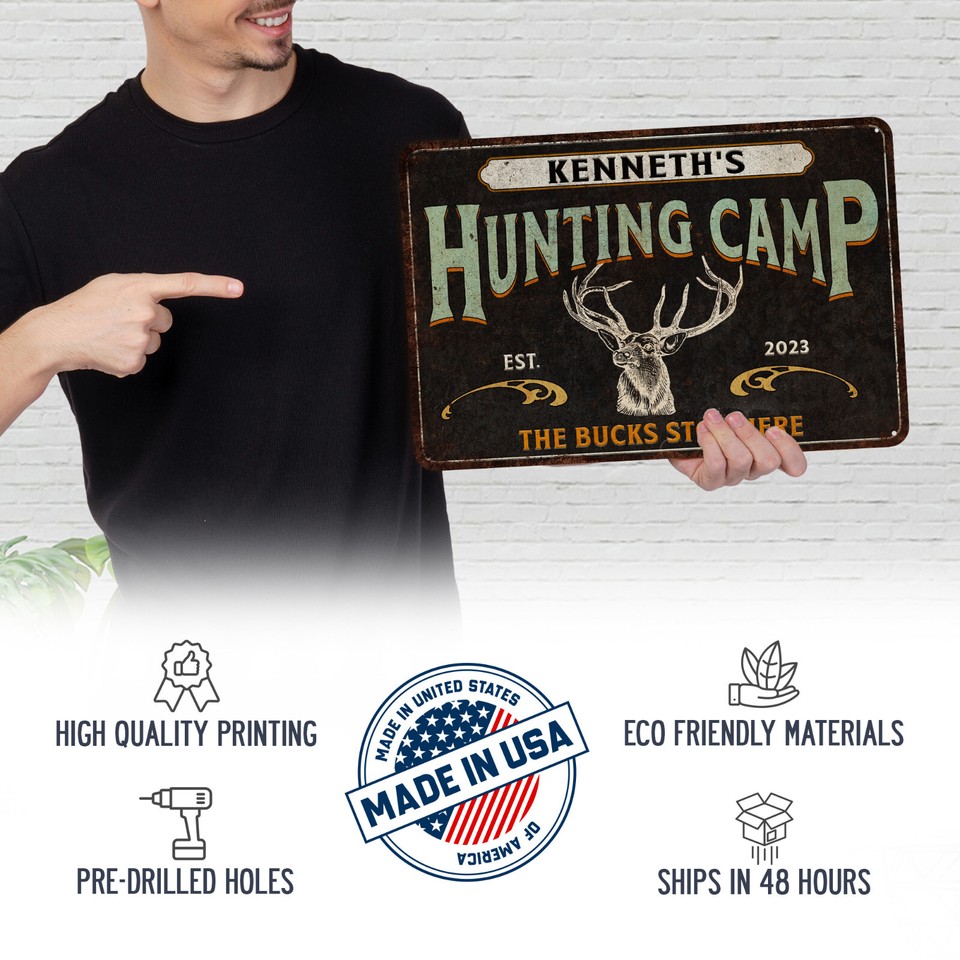 Custom Hunting Camp Sign Deer Hunting Gift For Him Garage Man Cave ...