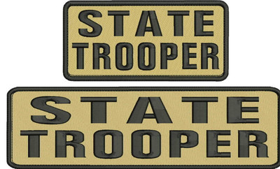 state trooper embroidery patches 3x10 and 3x6 hook black tan | eBay