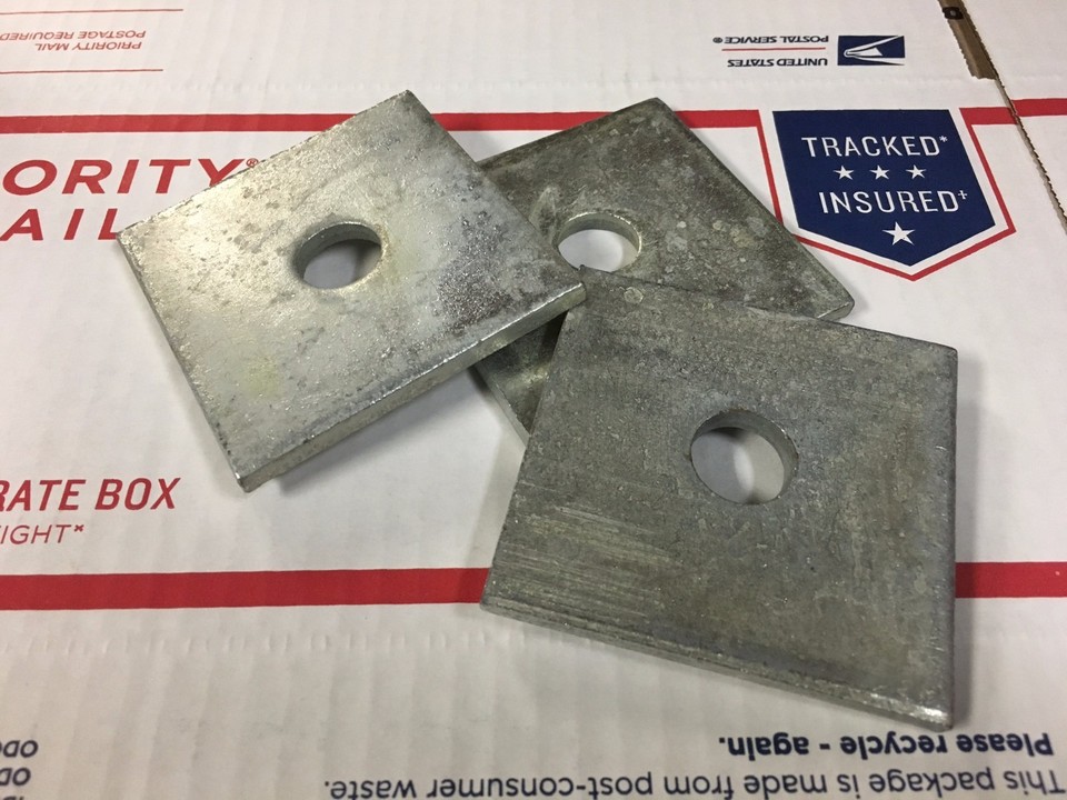 (Qty 50) 1/2" x 3" x .25 Square Anchor Bearing Plate Washer Galvanized ...