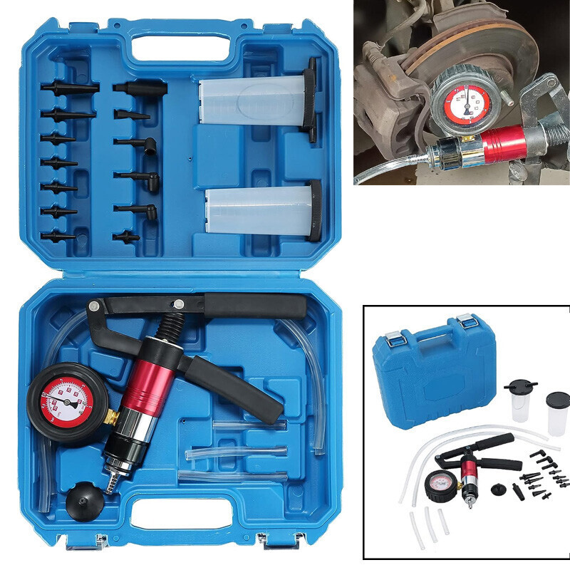 21pcs Hand Held Vacuum Pressure Pump Tester Brake Fluid Bleeder ...