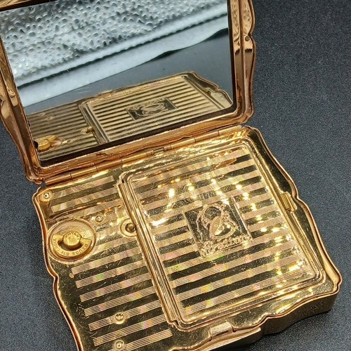 Vintage Stratton Musical Compact Powder Case Gold Sunburst Stripe ...