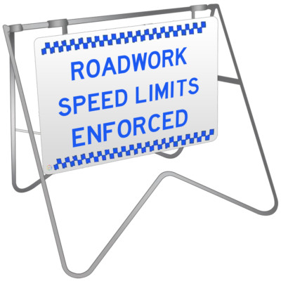 Roadwork Speed Limit Enforced Sign - Aluminum Metal Swing Stand Sign ...