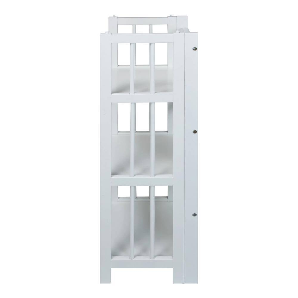 Folding Bookcase 3 Shelf Solid Wood 14in White Home Office Stackable ...