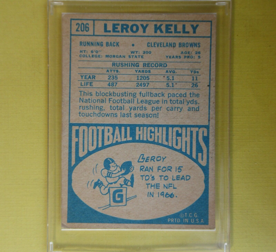 LEROY KELLY 1968 VINTAGE Topps #206 Cleveland Browns | eBay