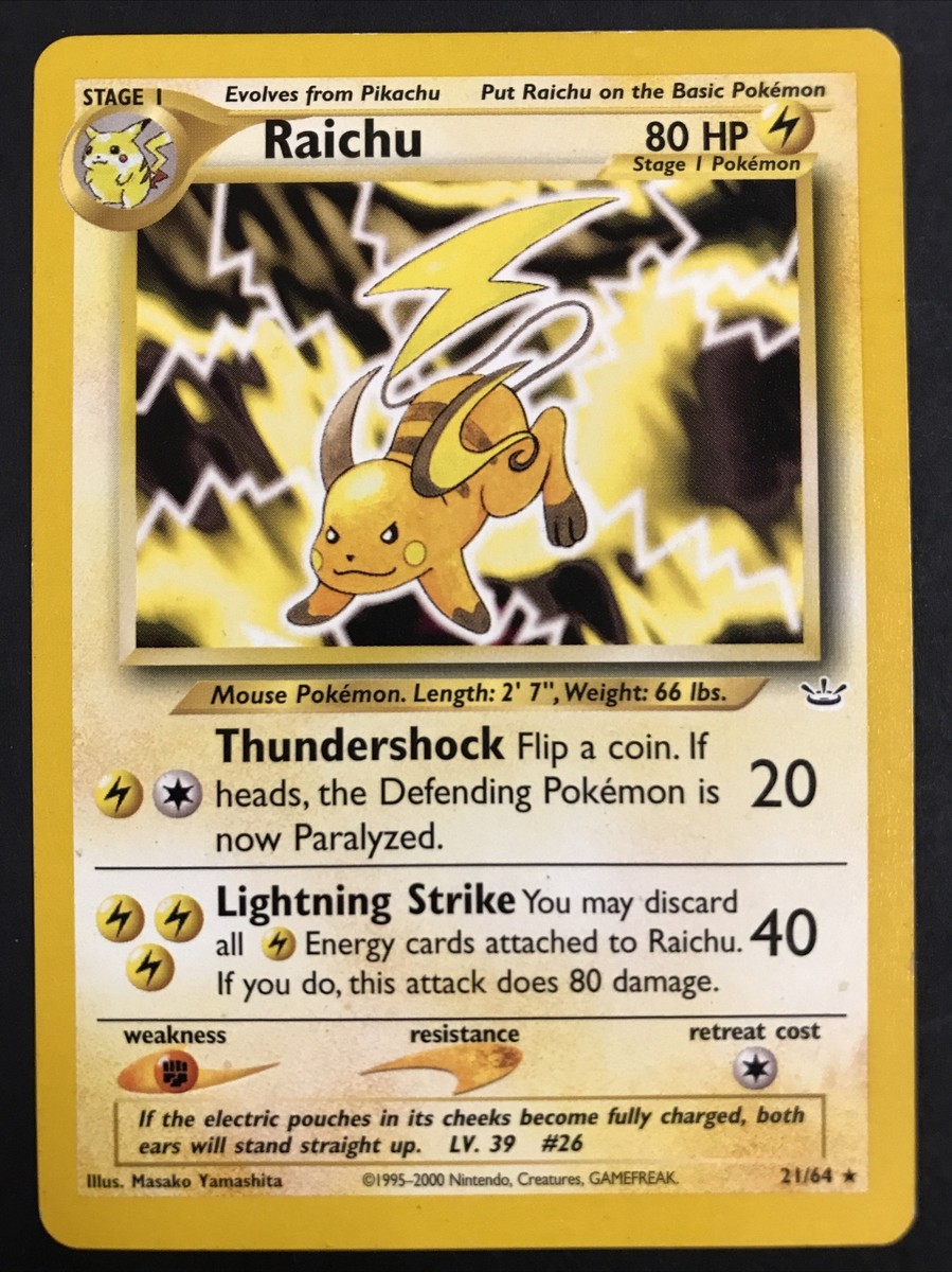 Pokemon Raichu Evolution Card