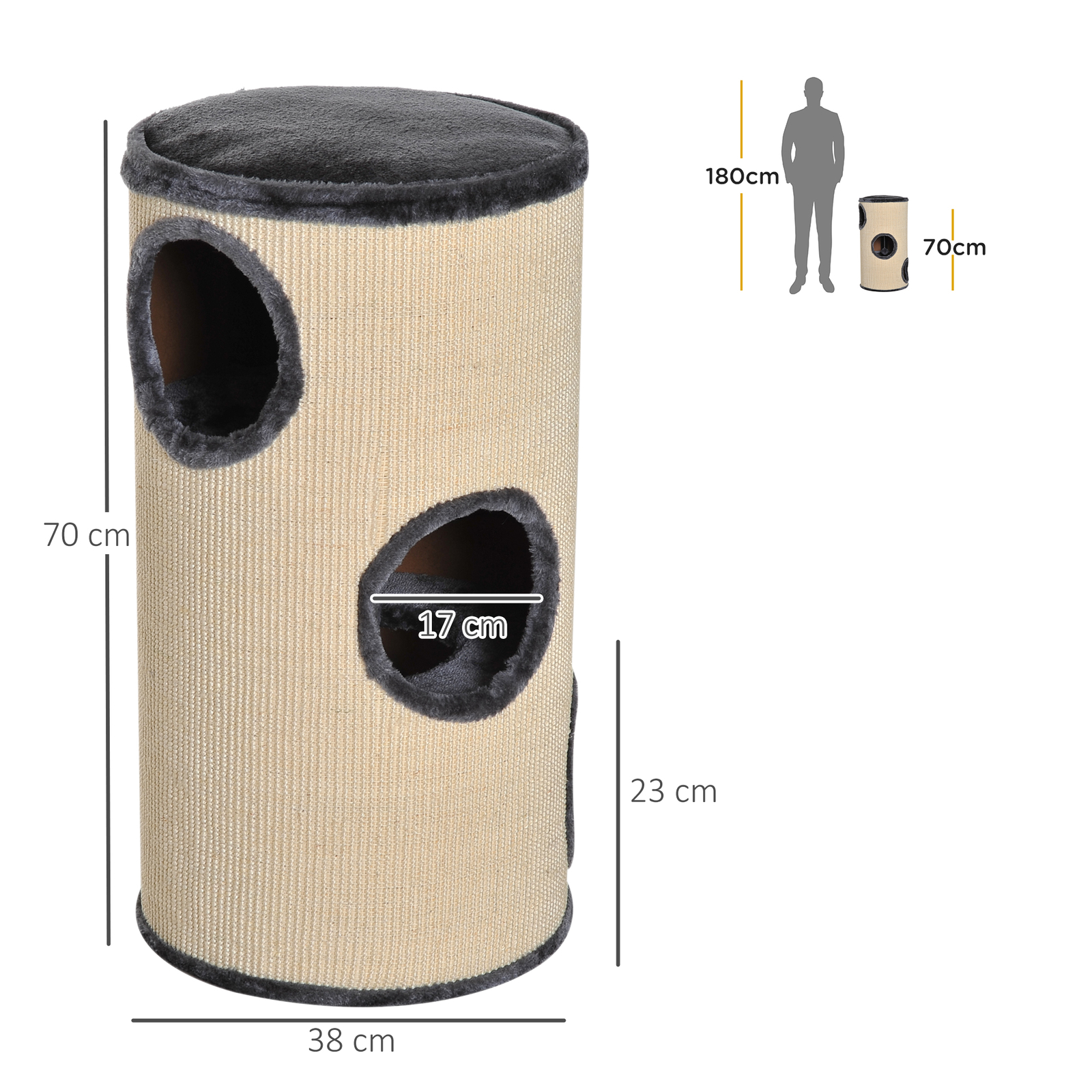 Cat Scratching Barrel Sisal Activity Center Post 3 Dens Observation ...