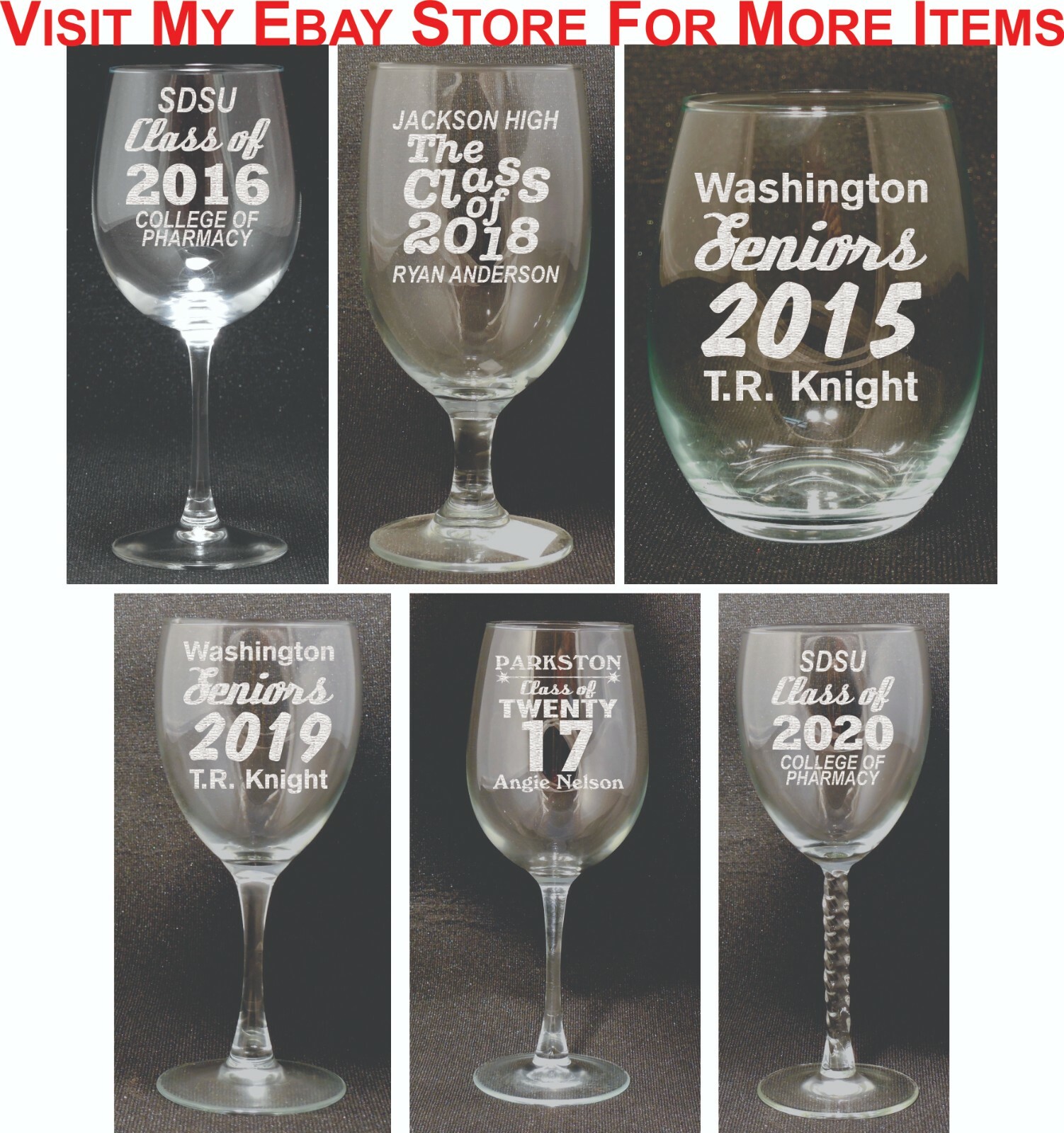 24 Engraved Prom 23oz Pilsner Glasses Custom Designed High School ...