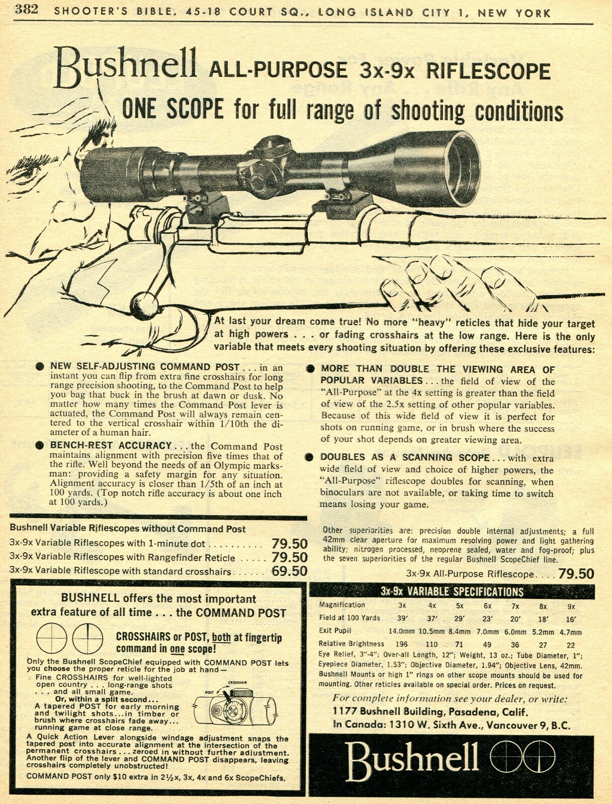 1962 Print Ad of Bushnell All-Purpose Riflescope Rifle Scope | eBay
