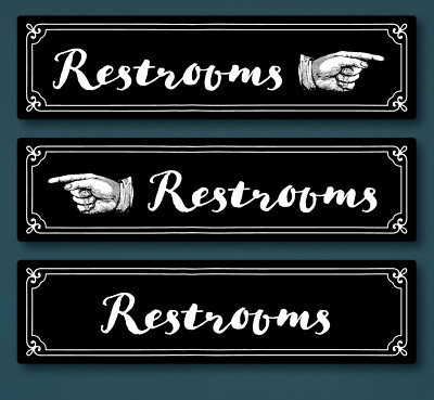 Restroom Sign - Hand Pointing Direction | eBay