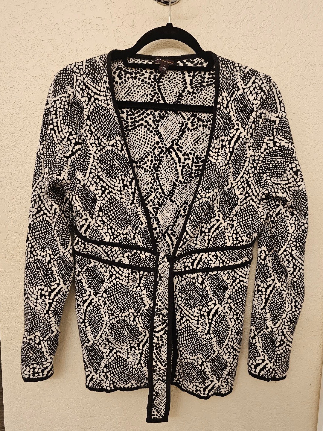 Dana Buchman animal print Sweater cardigan snake skin scale tie front ...