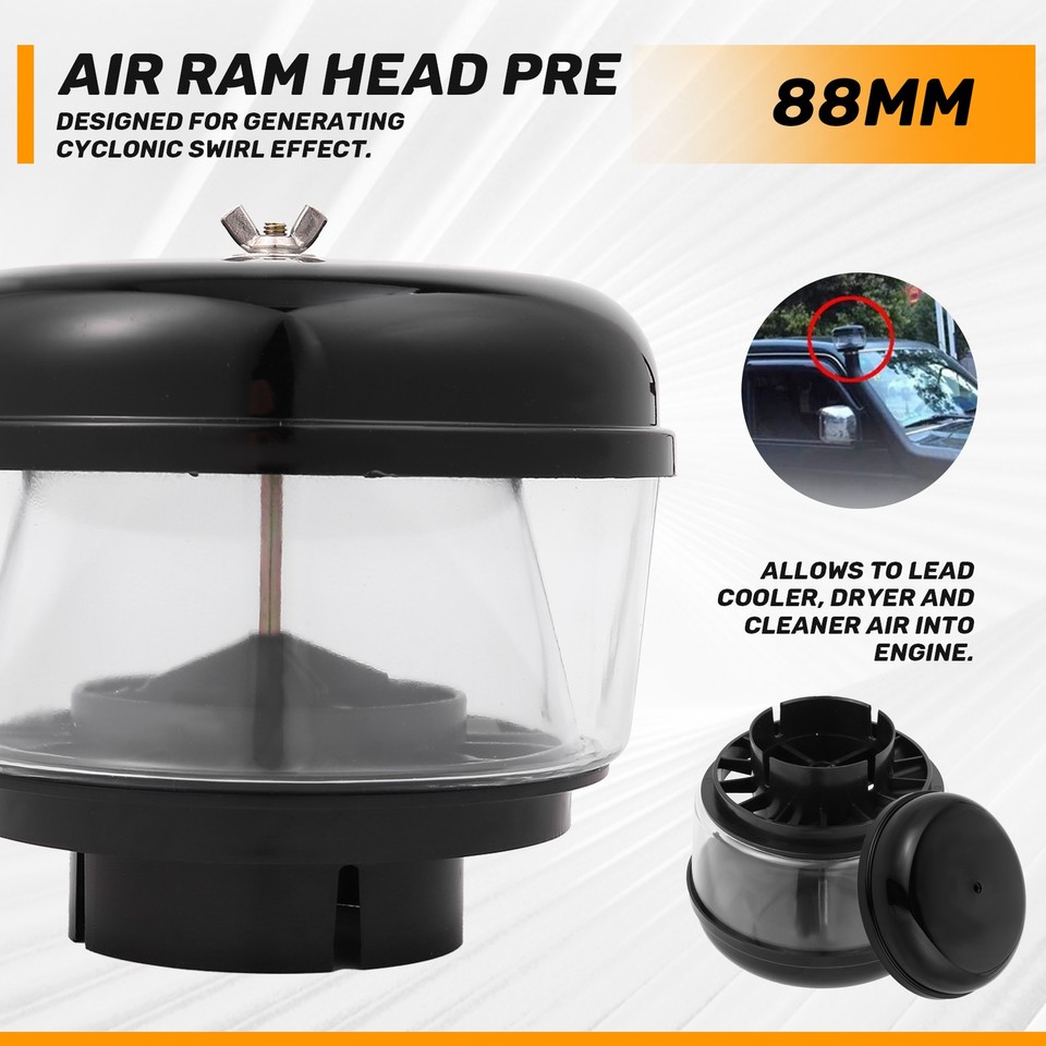 3.5 Inch 88Mm Water Trap Snorkel Head Air Head Pre Cleaner Air Flow ...