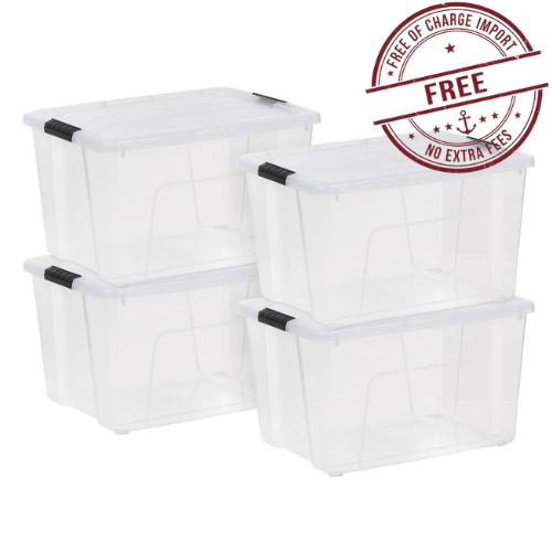 IRIS USA® Buckled Clear Box 60 Qt Buckle Lid - Clear - Set of 4 Free ...