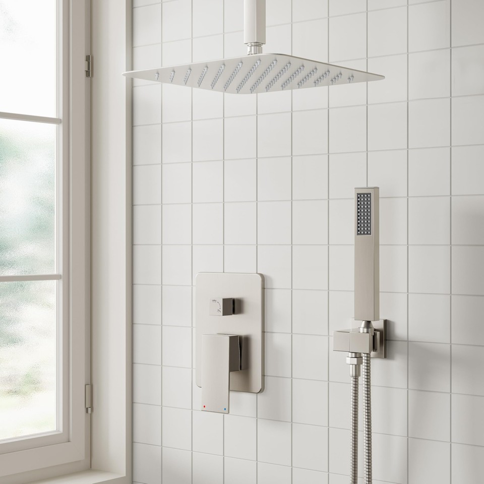 Shower System, 12 Inches Rain Shower Head with Handheld Combo Set ...