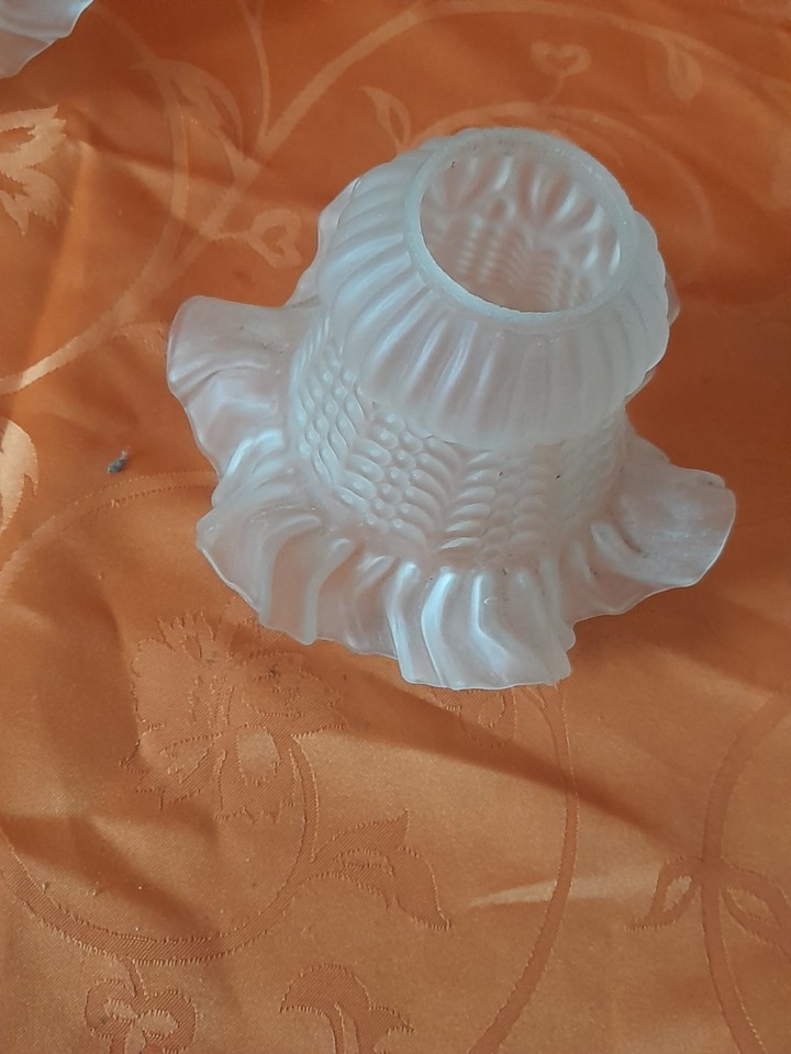 lot de 3 tulipes blanches en verre pour lustre epoque 1900 /1930 | eBay