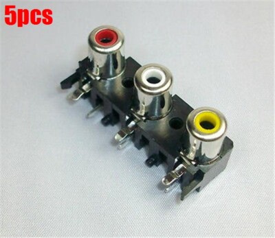 5Pcs AV3 Pin Jack Rca Female Audio Video Av Socket Connector Pitch 15Mm ...
