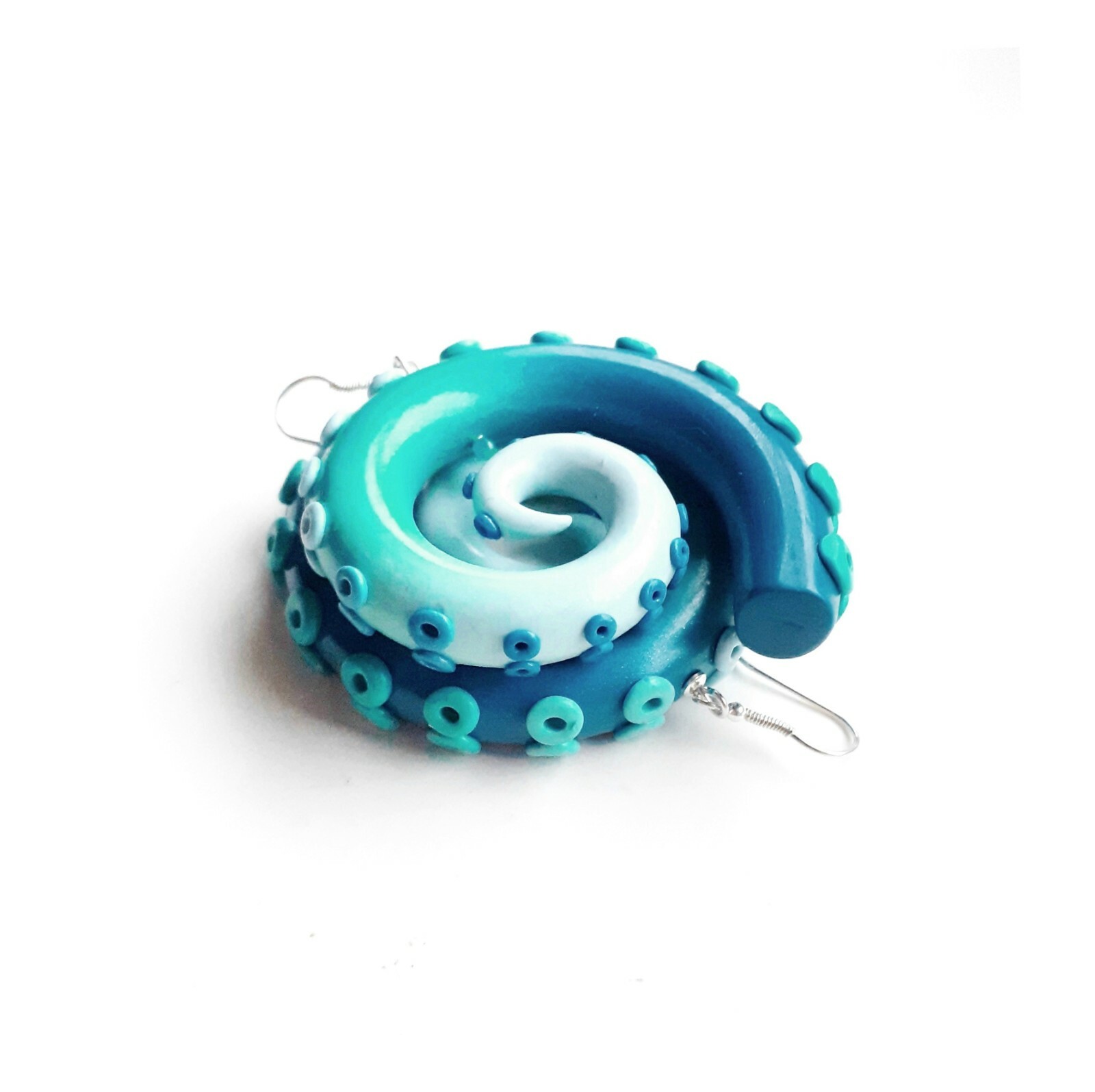 Octopus Tentacle Coil Earrings Turquoise Ombre | eBay